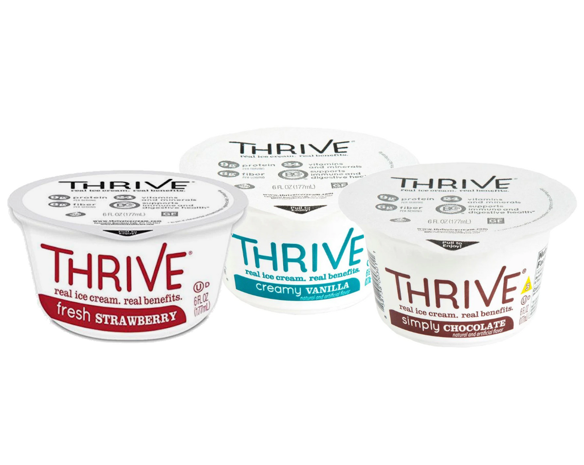 Thrive Ice Cream - Chocolate, Strawberry & Vanilla Variety Pack - 6 oz ...