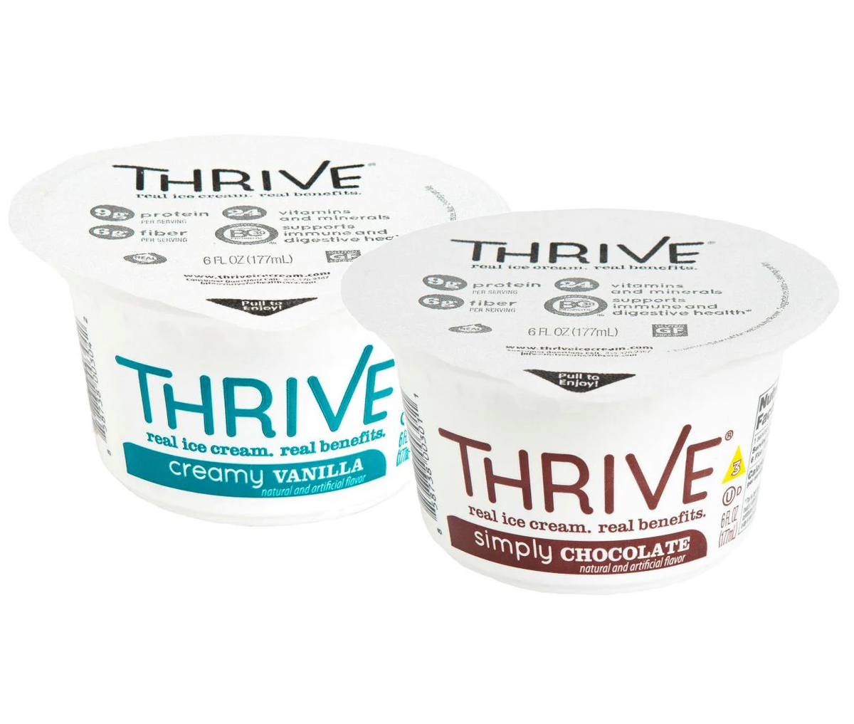 Thrive Ice Cream - Chocolate & Vanilla Variety Pack - 6 oz Cup (case o ...